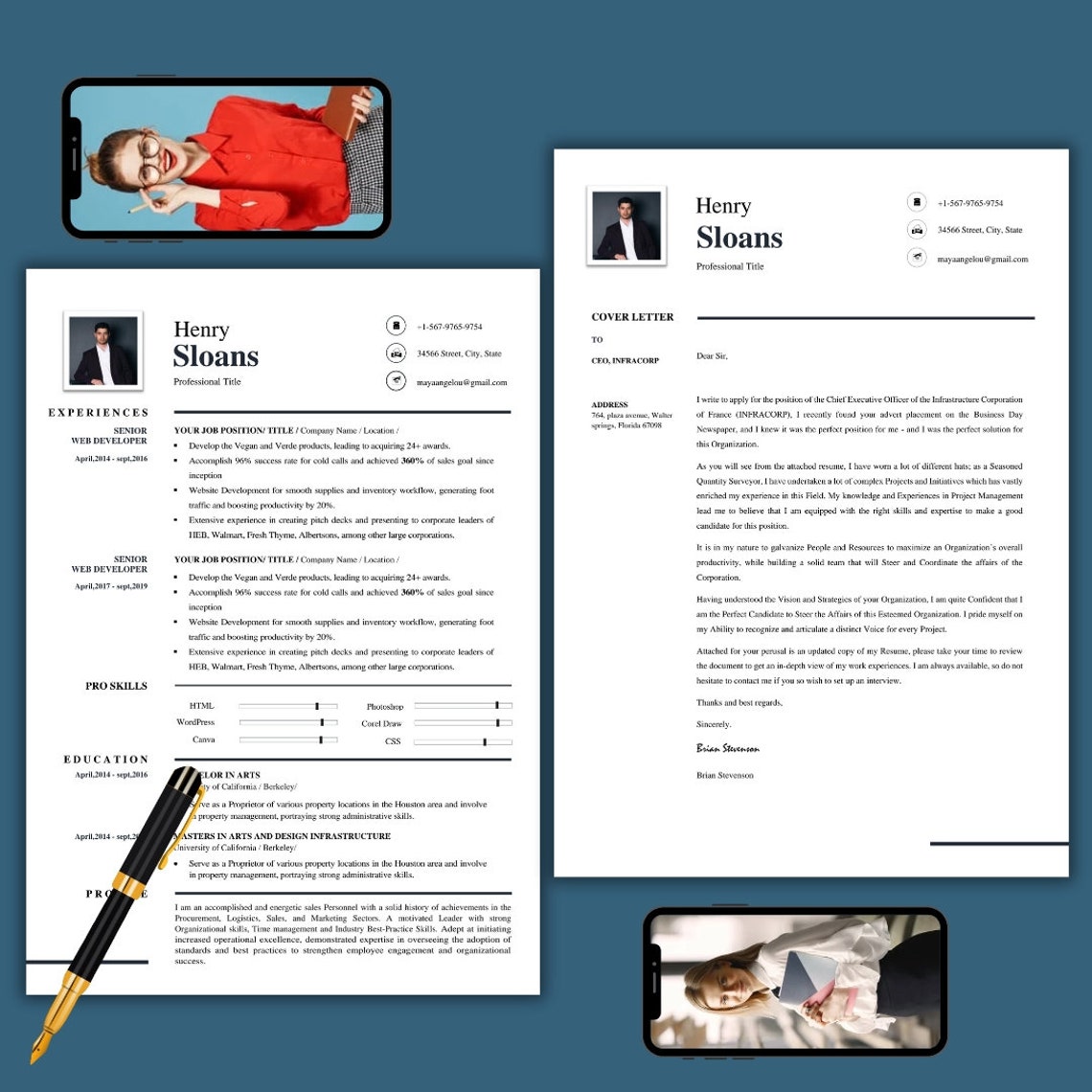 Minimalist Single Page Resume Template in Word, Editable Resume ...