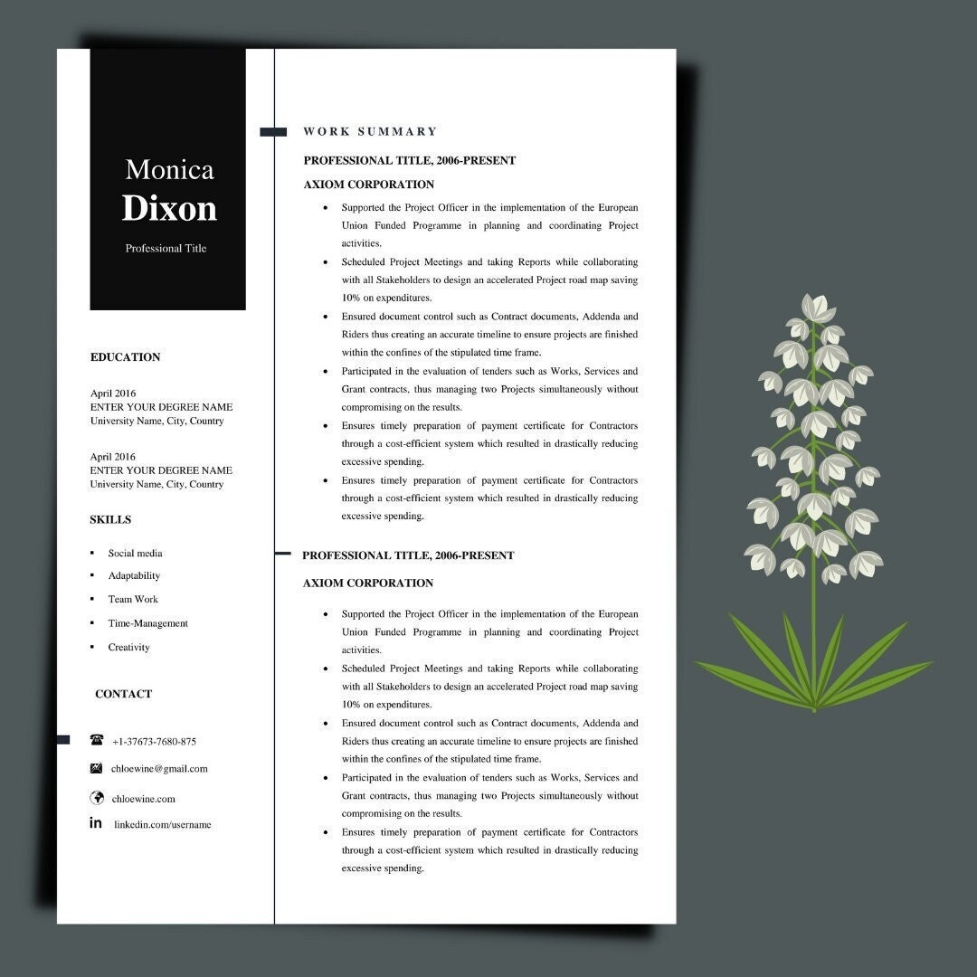 Simple Word Resume Template, Basic Resume Template Plus Matching Cover ...