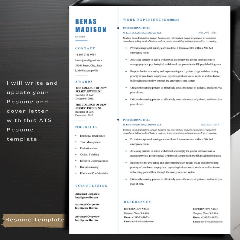 Professional Resume Template for Any Job Description, Resume Template ...