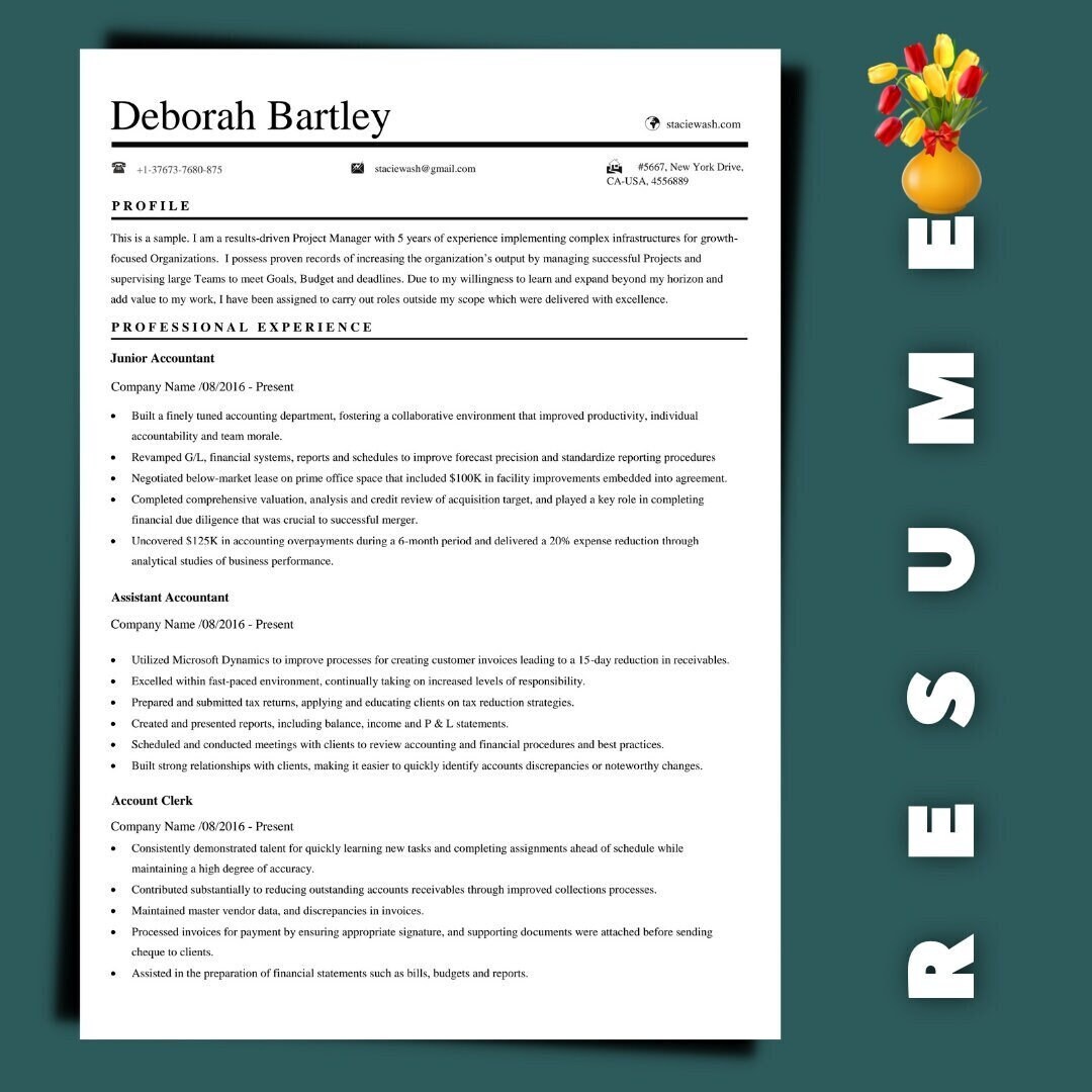 Smart Pro Resume Template, Quick Edit Resume Template, Word ...