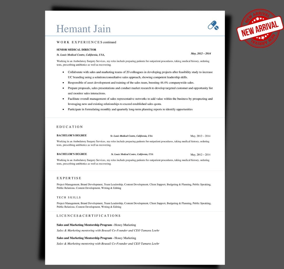 Pro ATS Resume Template, Word Resume Template, Instant Download Resume Template, Cover Letter ...