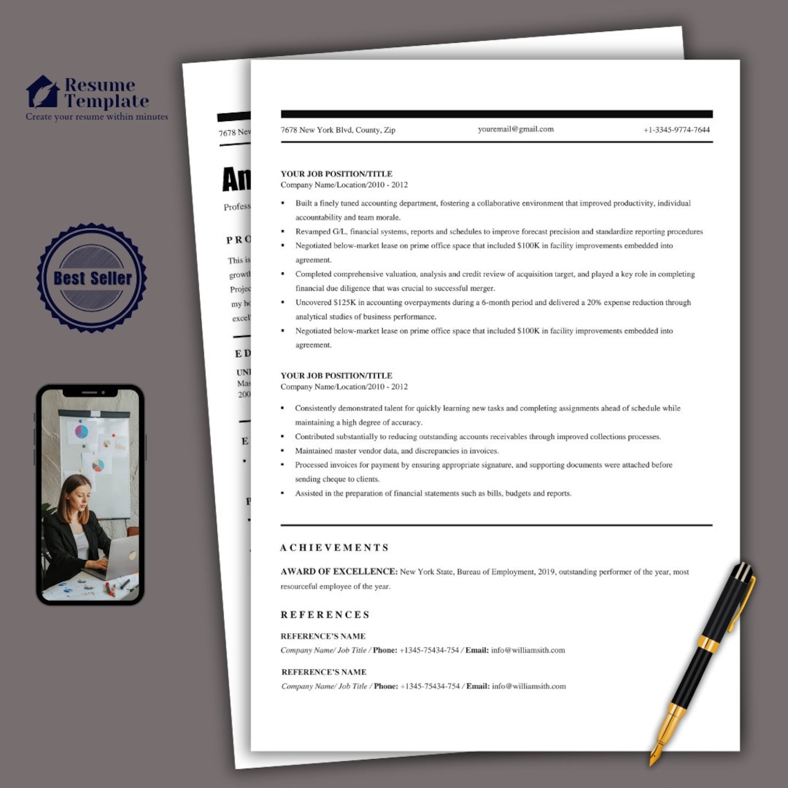 Comprehensive High Quality Cv Template, Word Resume Format, High ...