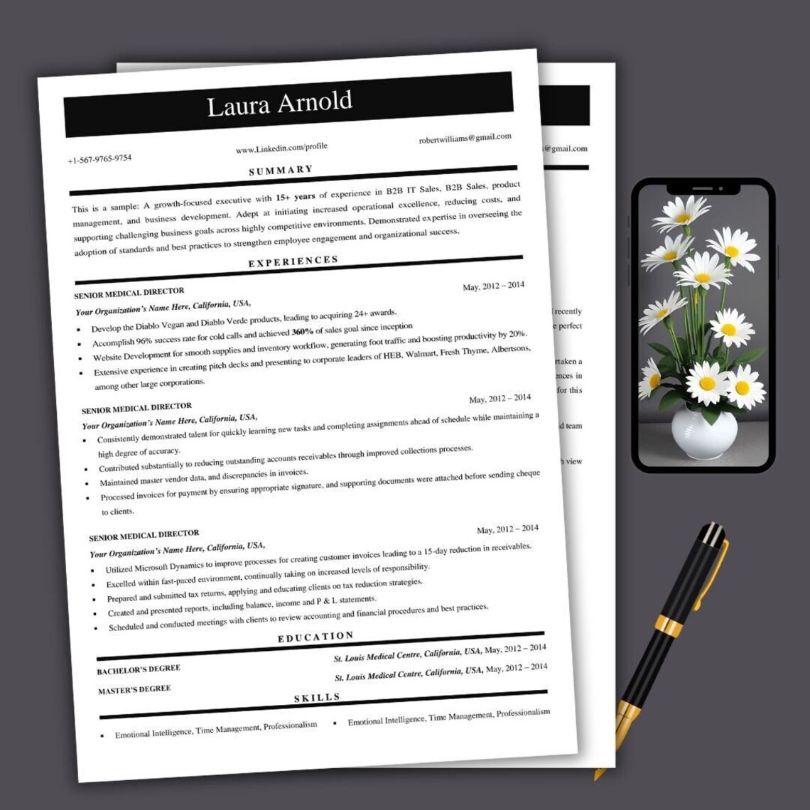 Recommended Resume Template, Smart Resume Template, Professional Word ...