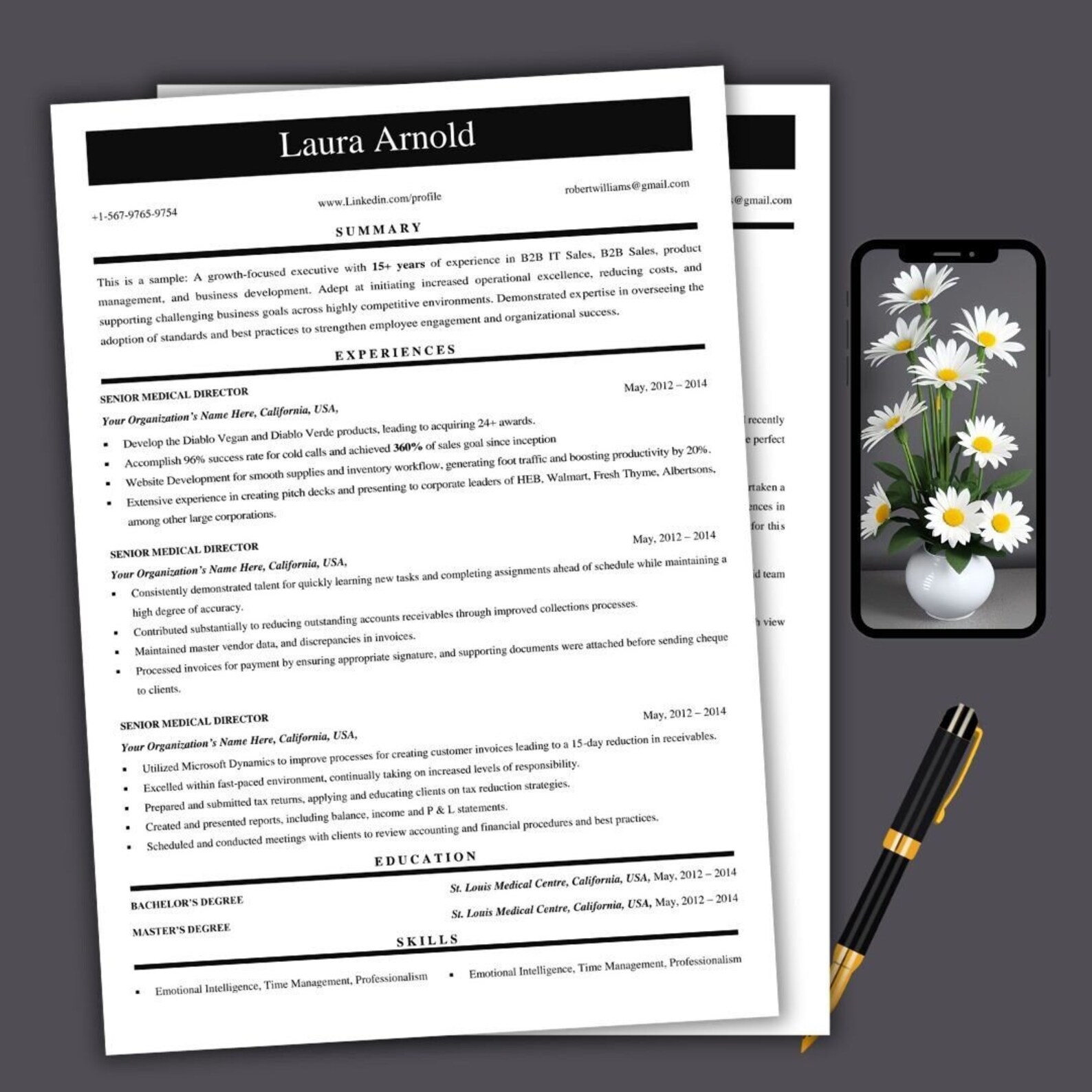 Recommended Resume Template, Smart Resume Template, Professional Word ...