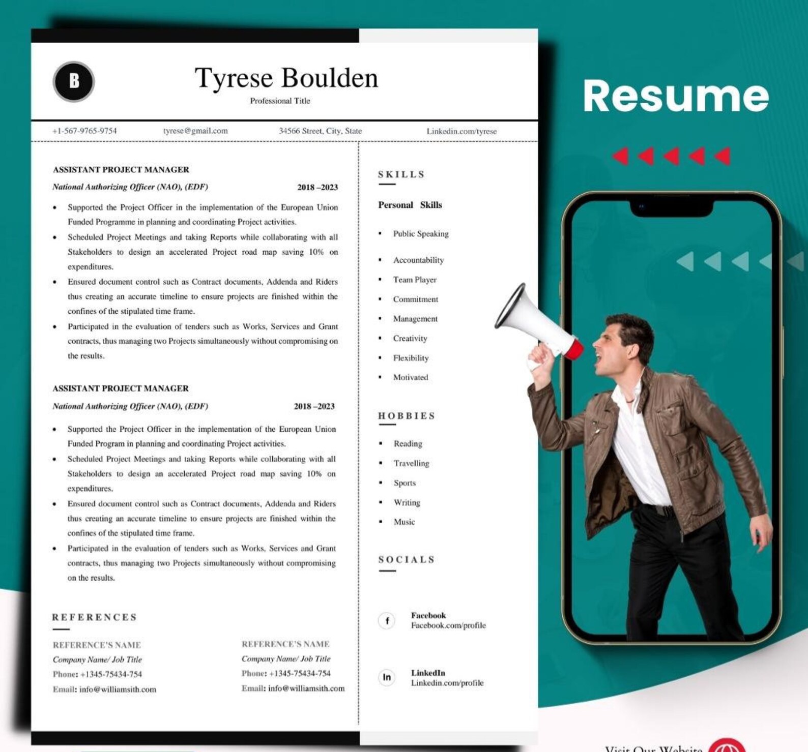 Standard Resume Template, Word Resume Template, Pro Smart Resume ...