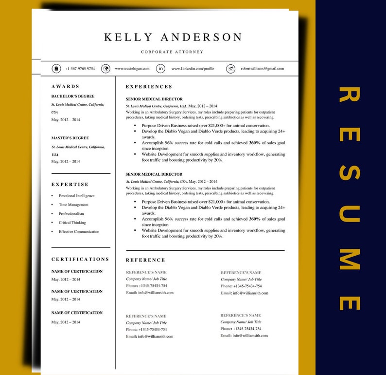 Word Resume Template, Cover Letter Template, Pro Smart Resume Template ...