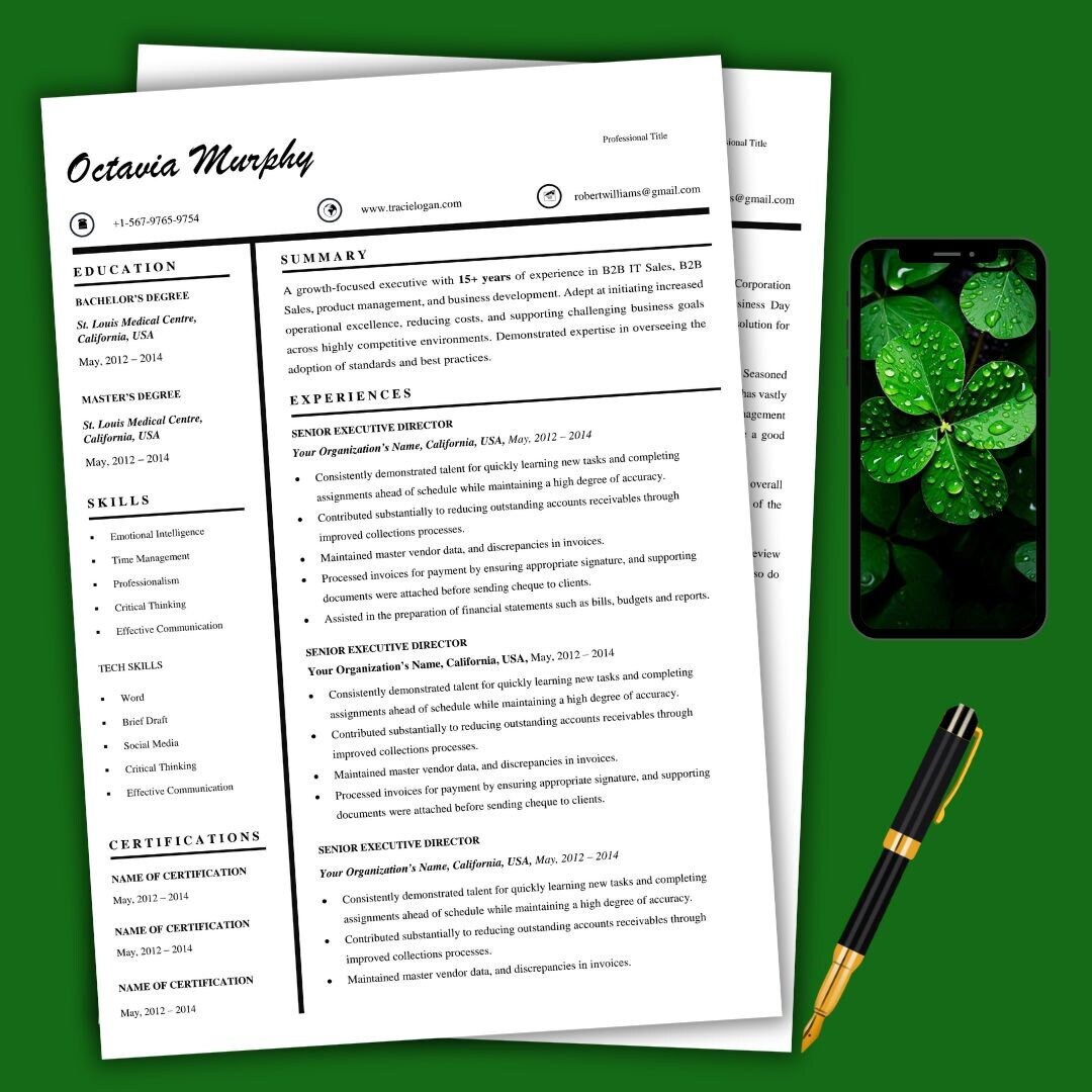 Simple Resume Template, Smart Resume Template, Professional Word Resume ...