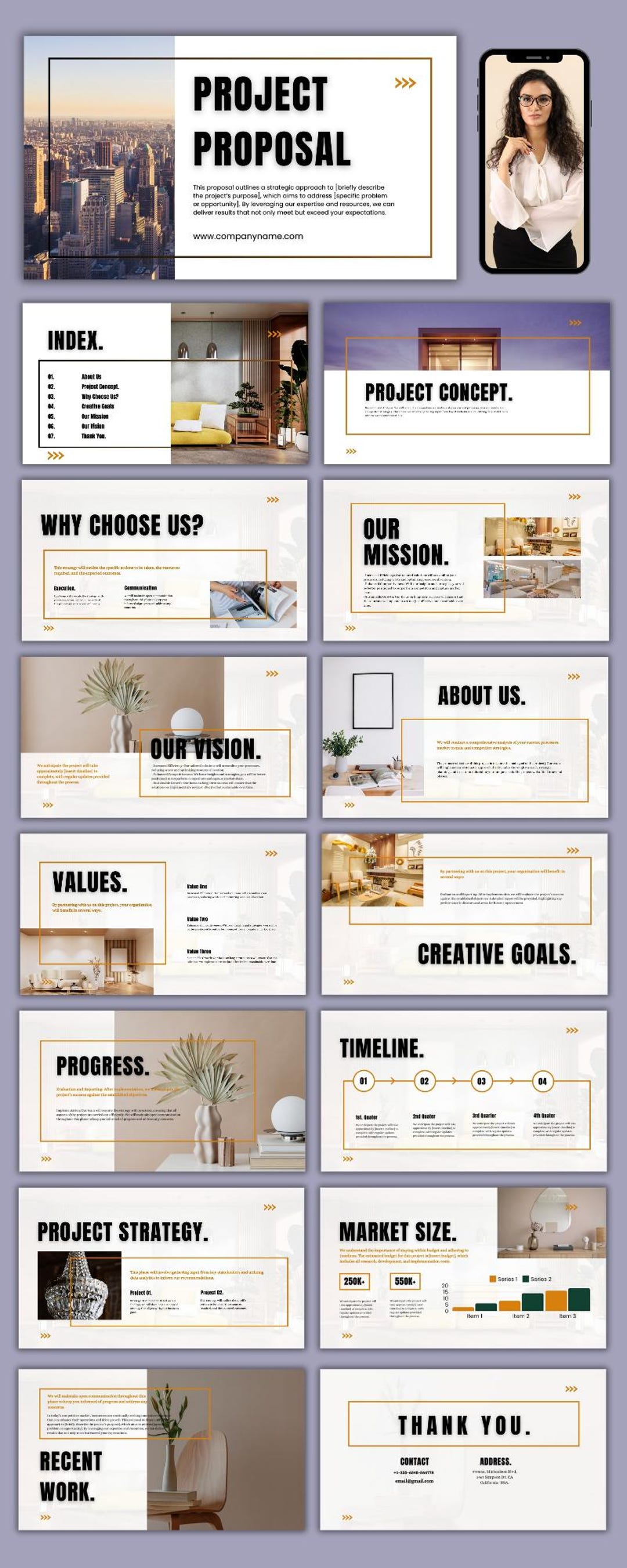 Project Proposal Presentation Portfolio for Business Branding, Canva Project Proposal Slides ...