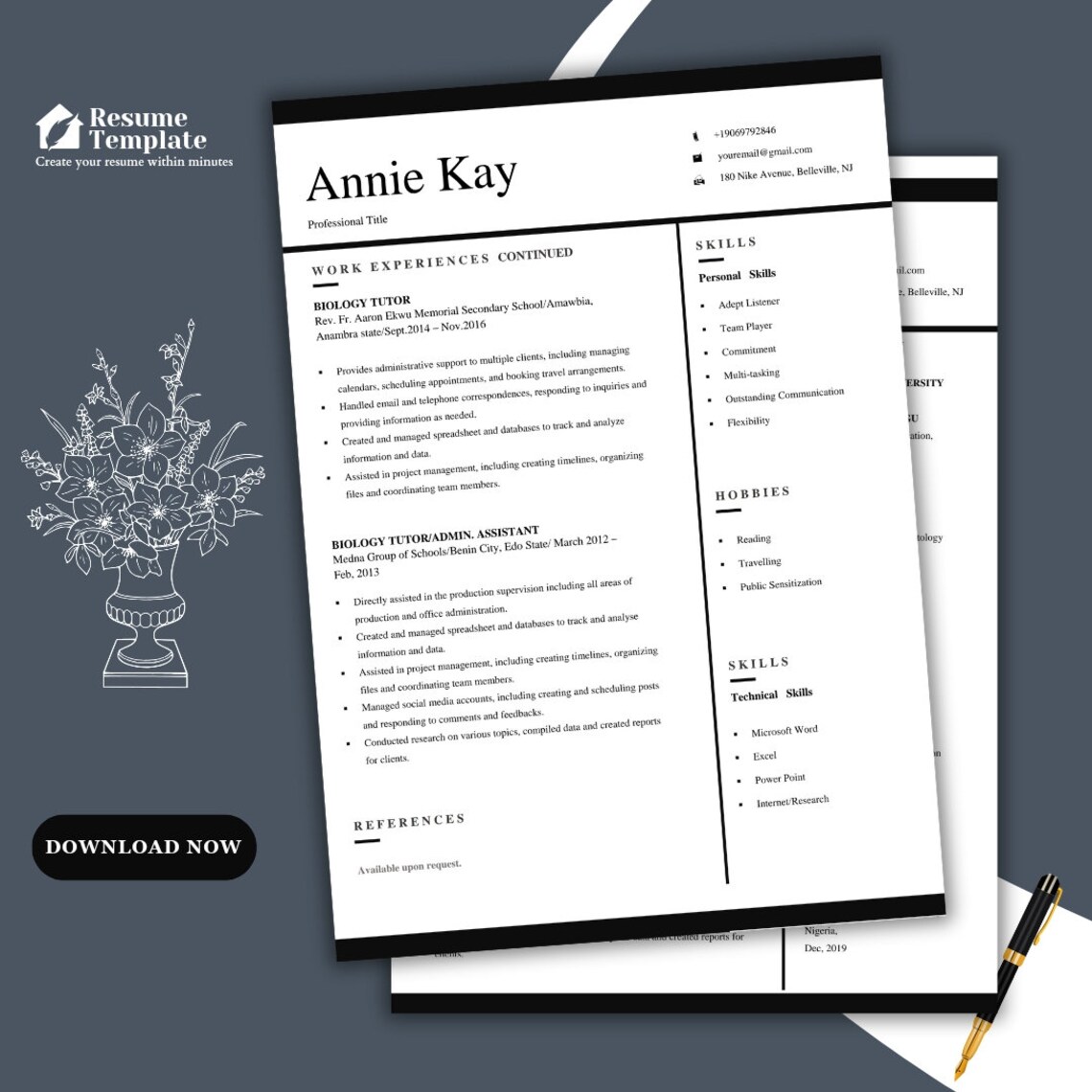 Best Seller Professional Resume Template, Page Resume Template, Word ...