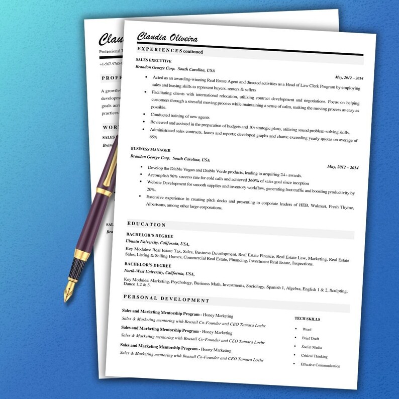 Minimalist Design Resume Format, Quick-edit Professional Resume ...