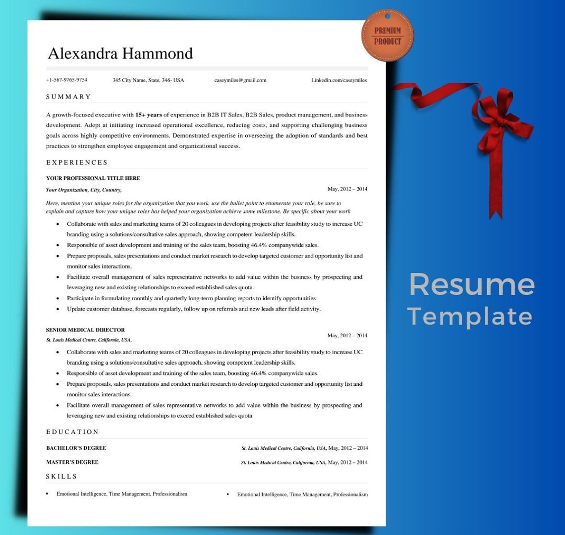 Basic Minimalist Resume Template, Quick Edit Resume Template for ...