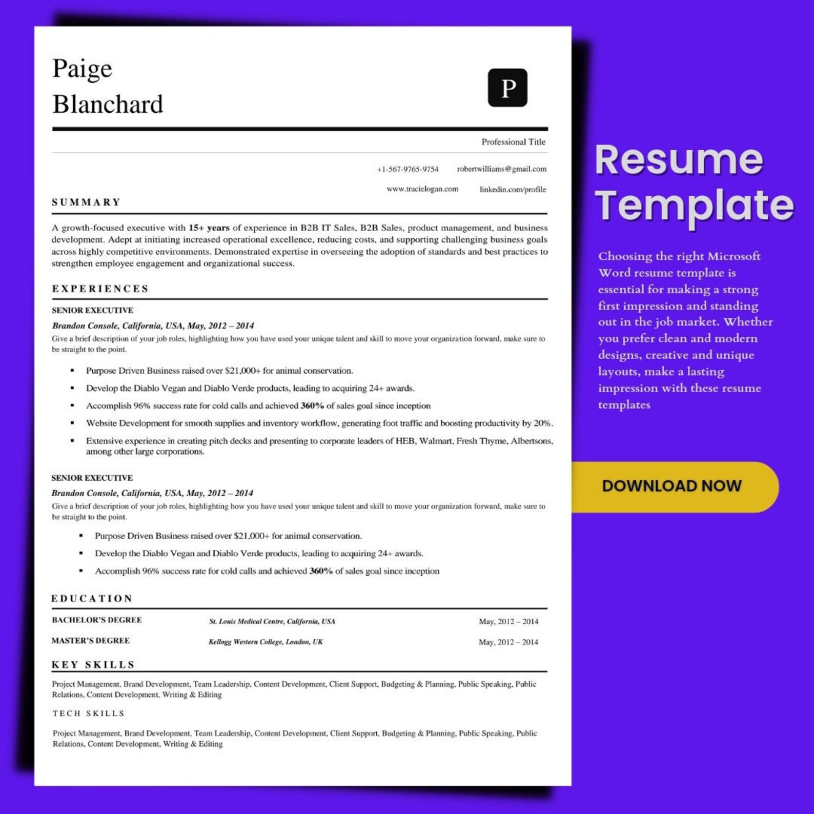 Resume Template Download, Resume Template Docx, Resume Template ...