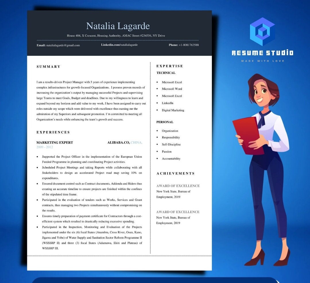 Basic Professional Resume Template, Word Resume Template, Simple Resume ...