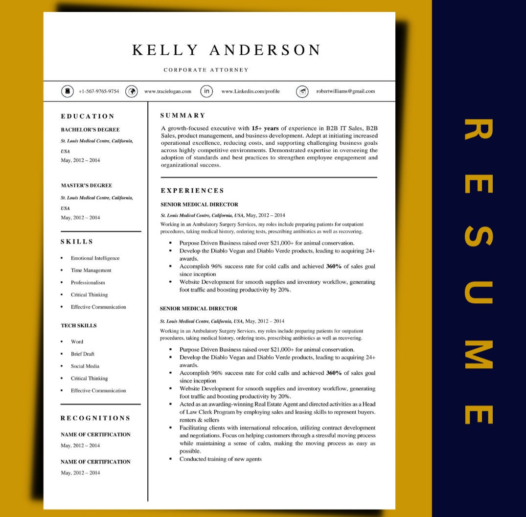 Word Resume Template, Cover Letter Template, Pro Smart Resume Template ...