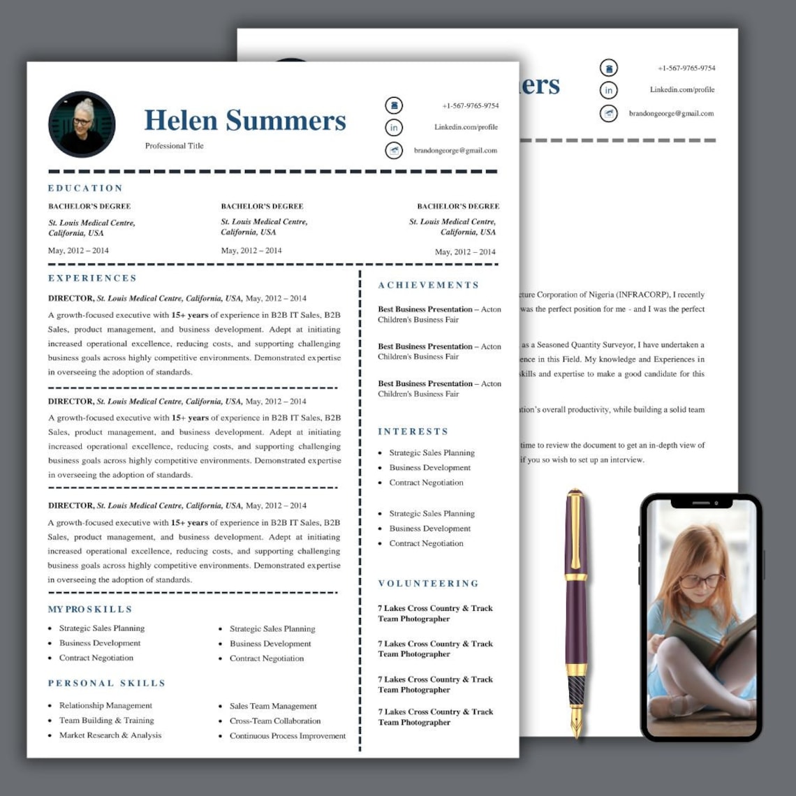 Modern Single Page Resume Template, Word Resume Template, Instant ...