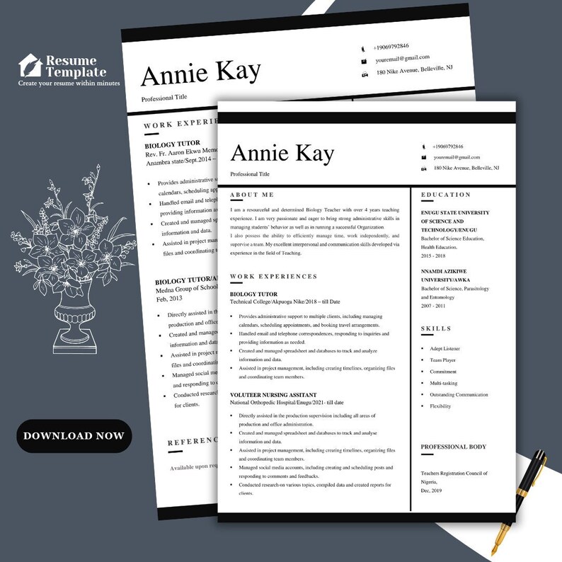 Best Seller Professional Resume Template, Page Resume Template, Word ...