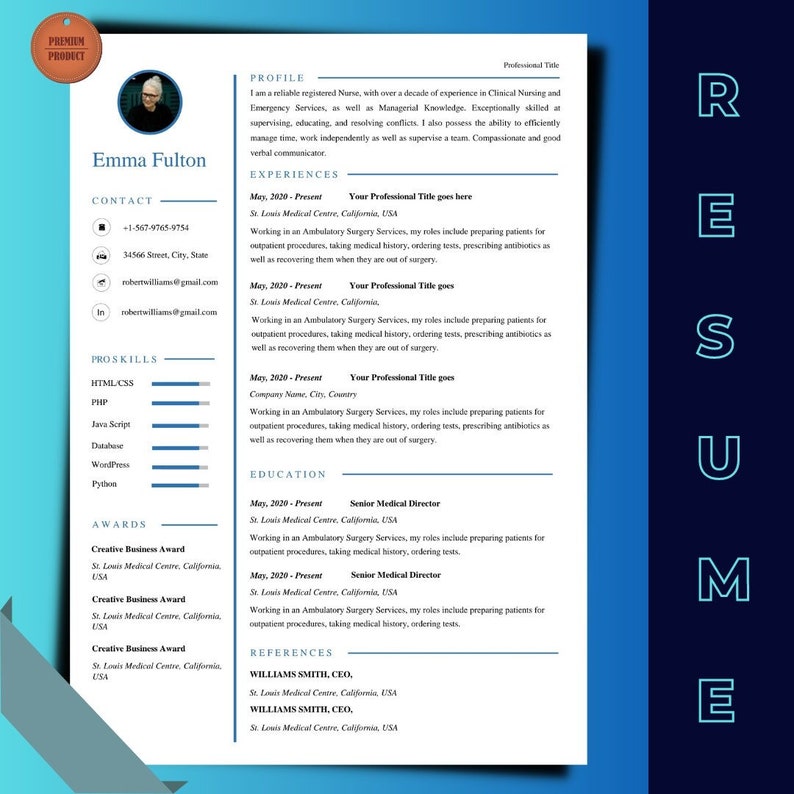 Modern Minimalist Resume Template, Word Resume Template, ATS Compliant ...