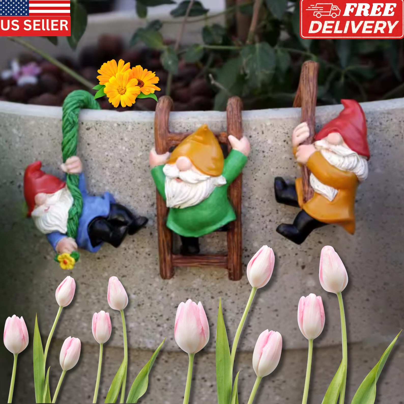 Climbing Gnome Tree Faces (3PCS): Resin Fairy Garden Decor - Etsy
