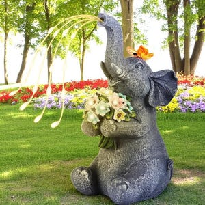 Solar Elephant Garden Light: Resin LED Outdoor Decor - Etsy