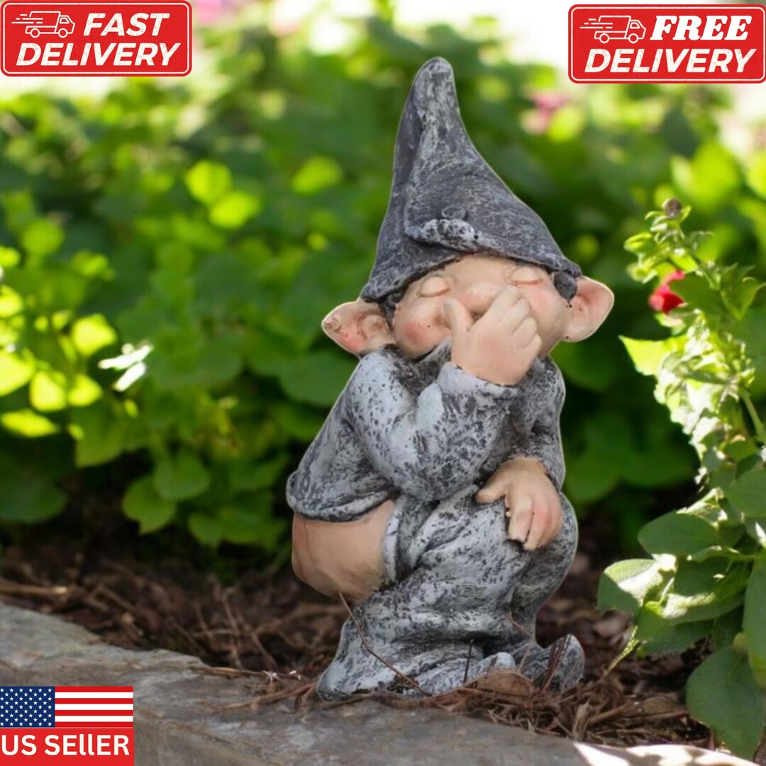 Pooping Garden Gnome – Naughty Miniature Statue | Funny Resin Dwarf ...