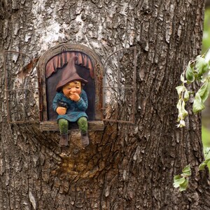 Whimsical Tree Face Gnome Statue – 5.9" Fairy Garden Outdoor Decor ...