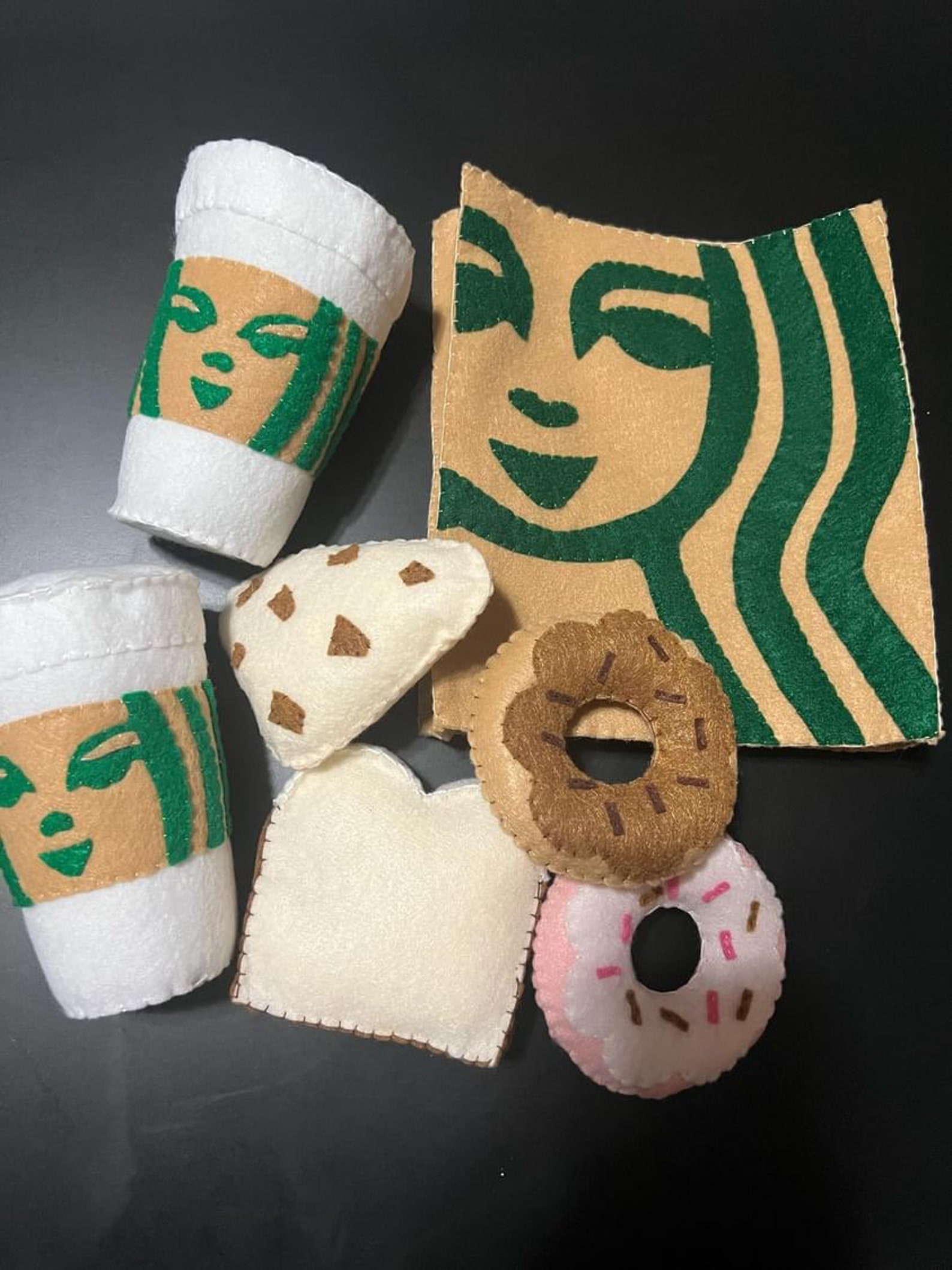 Felt Starbucks Pretend Play Food Set, Includes 2 Coffee Cups, 2 ...