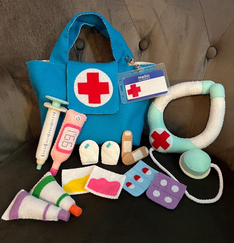 Felt Doctor/medical Pretend Play Playset With Doctor Bag - Etsy