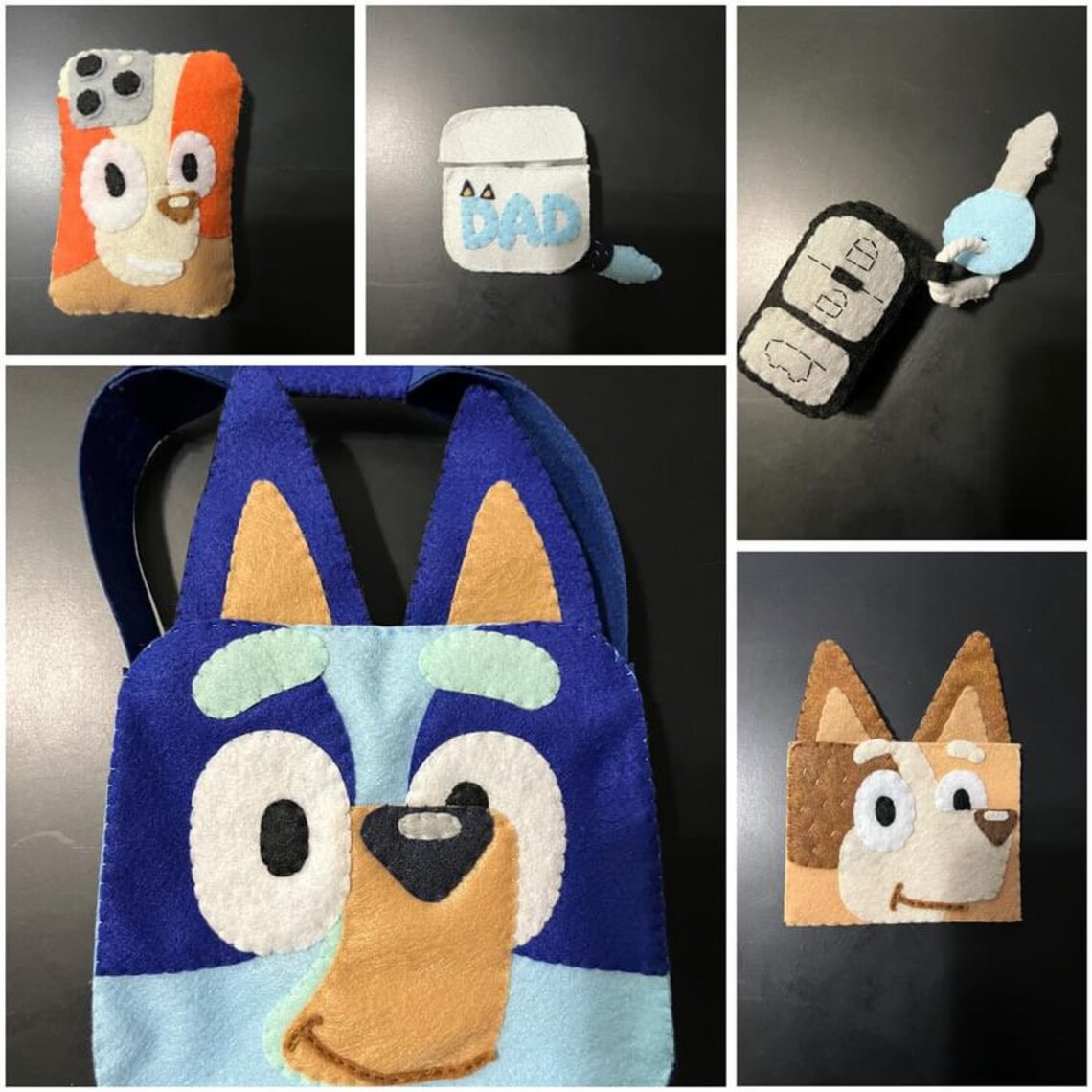 Bluey Handmade Pretend Play Set W/handbag, Phone, Car Keys, Airpods ...
