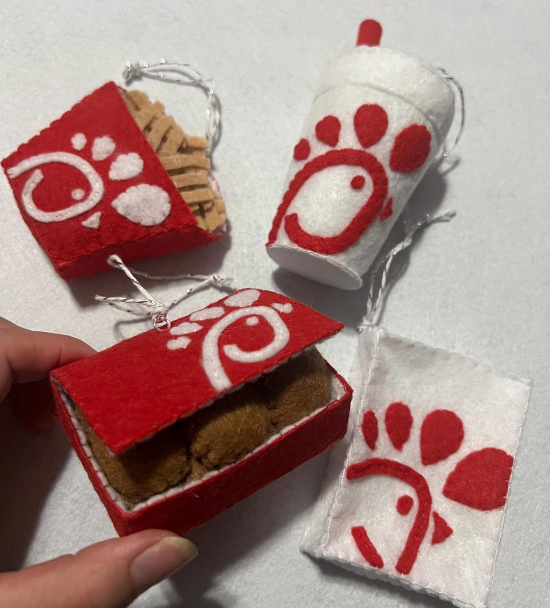 Handmade Felt Chick Fil a Ornament Sets - Etsy