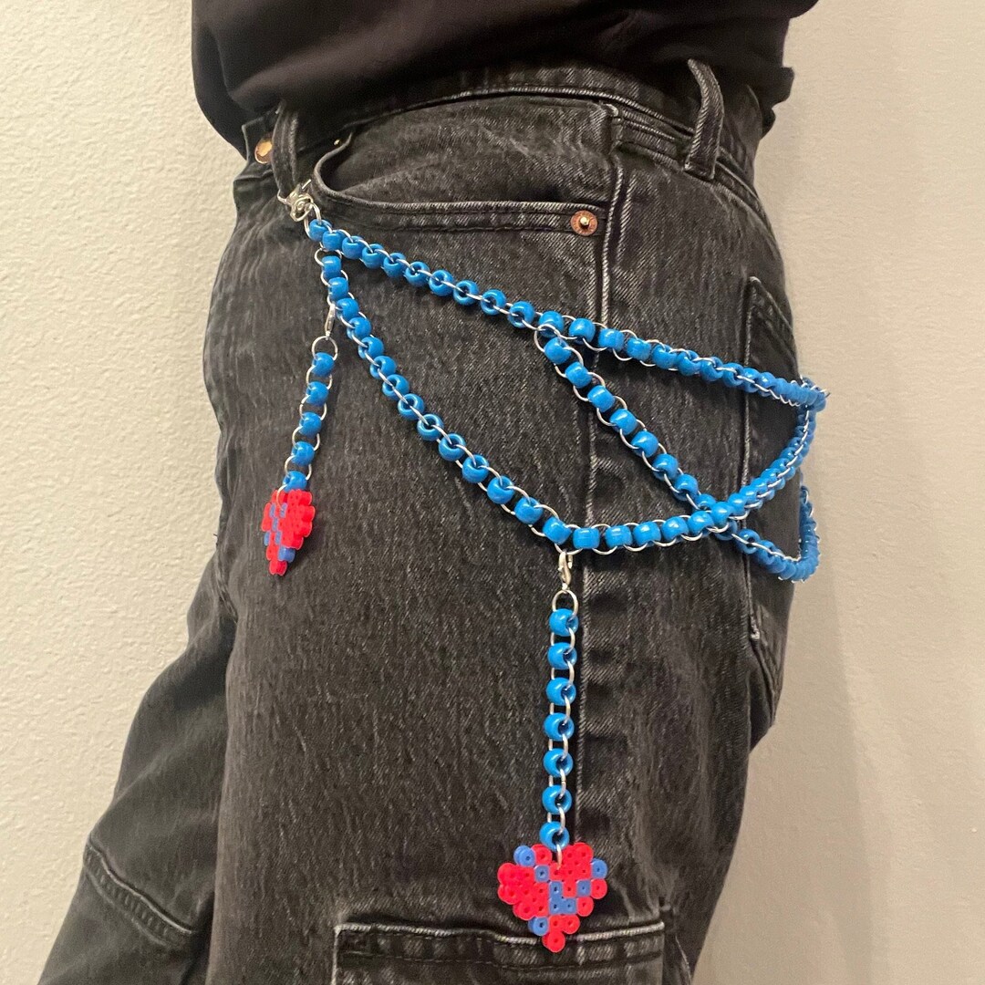 Error Sans Inspired Pony Bead & Melted Bead Belt Loop Chain - Etsy