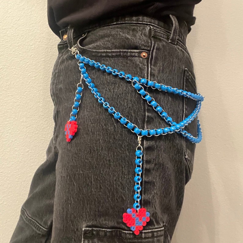 Error Sans Inspired Pony Bead & Melted Bead Belt Loop Chain - Etsy