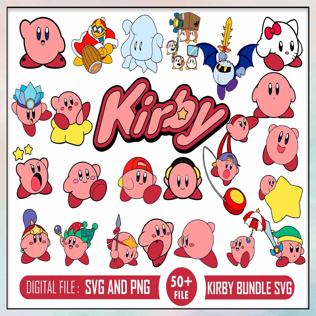 Kirby Svg Pack, Kirby Png, Printable Sticker, Sticker Plan, Charming ...
