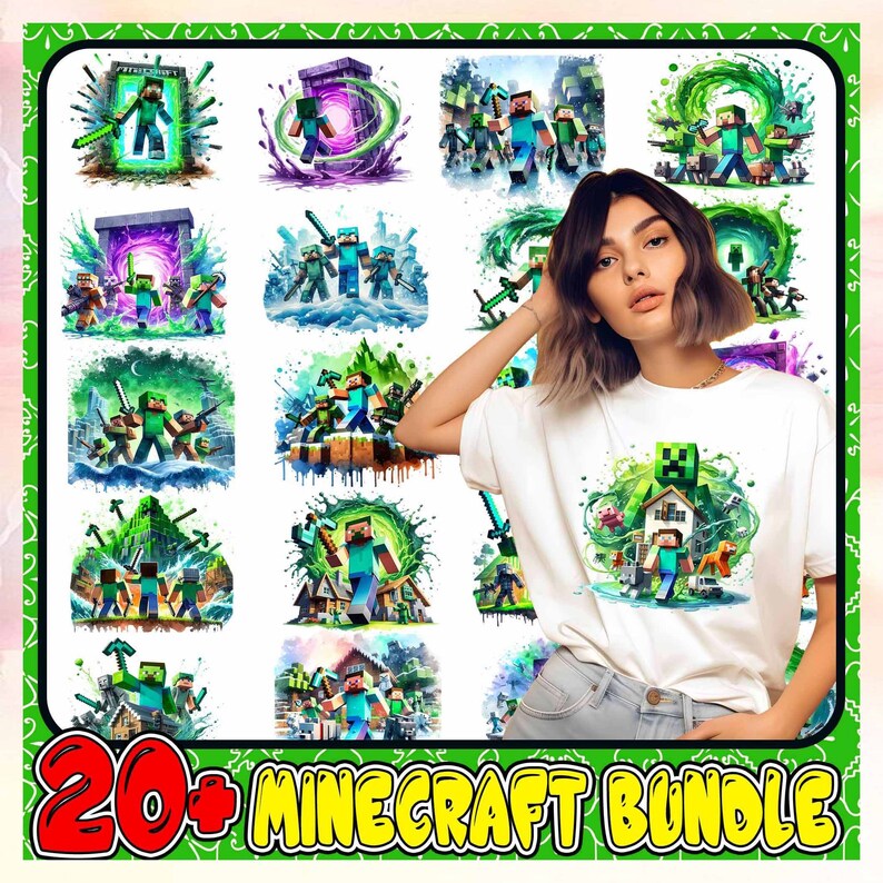New Gaming Png Bundle, Minecraft Clipart, Mine Digital Svg, Craft Png ...