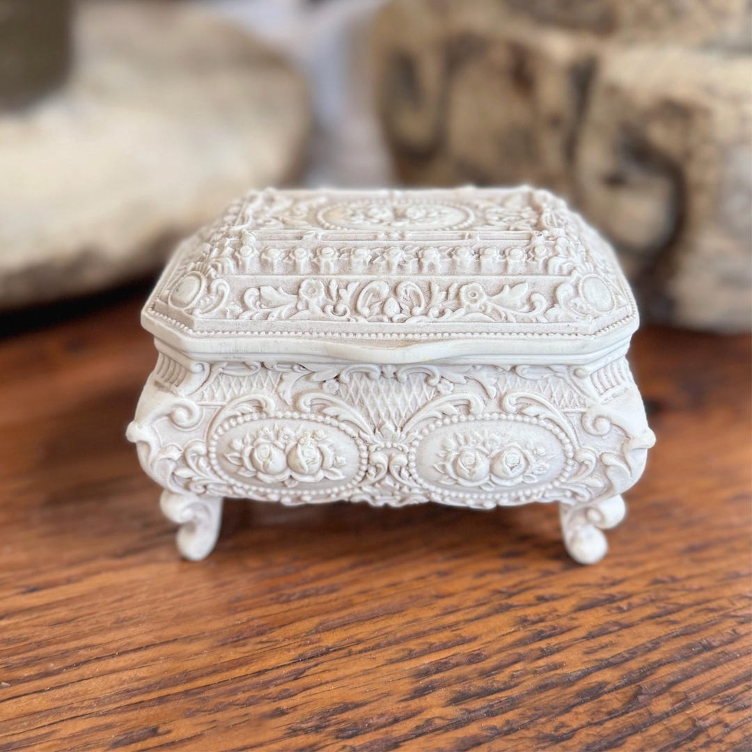 Vintage Incolay Stone Hinged Jewelry Box - Etsy