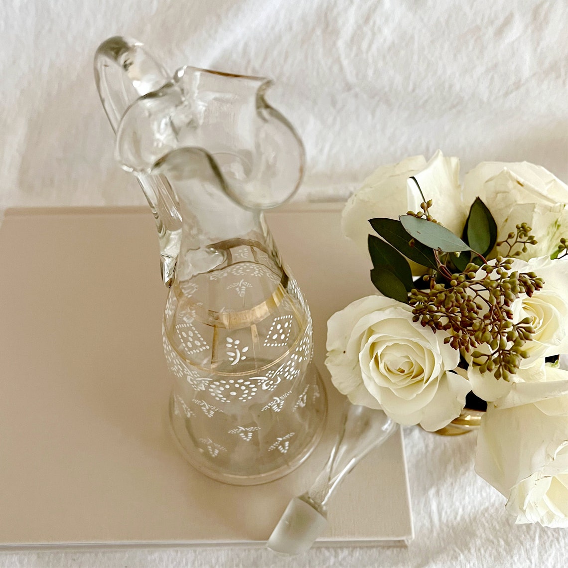 Vintage Bohemian Decanter, With Handle and Stopper - Etsy