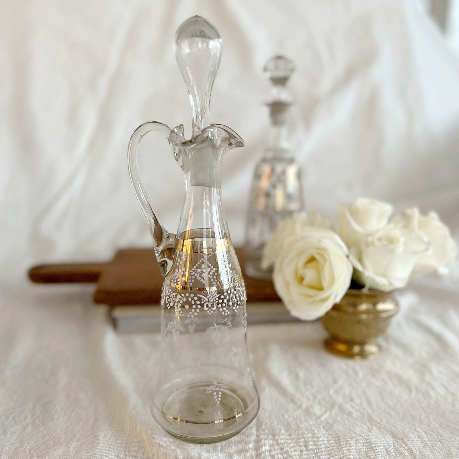 Vintage Bohemian Decanter, With Handle and Stopper - Etsy