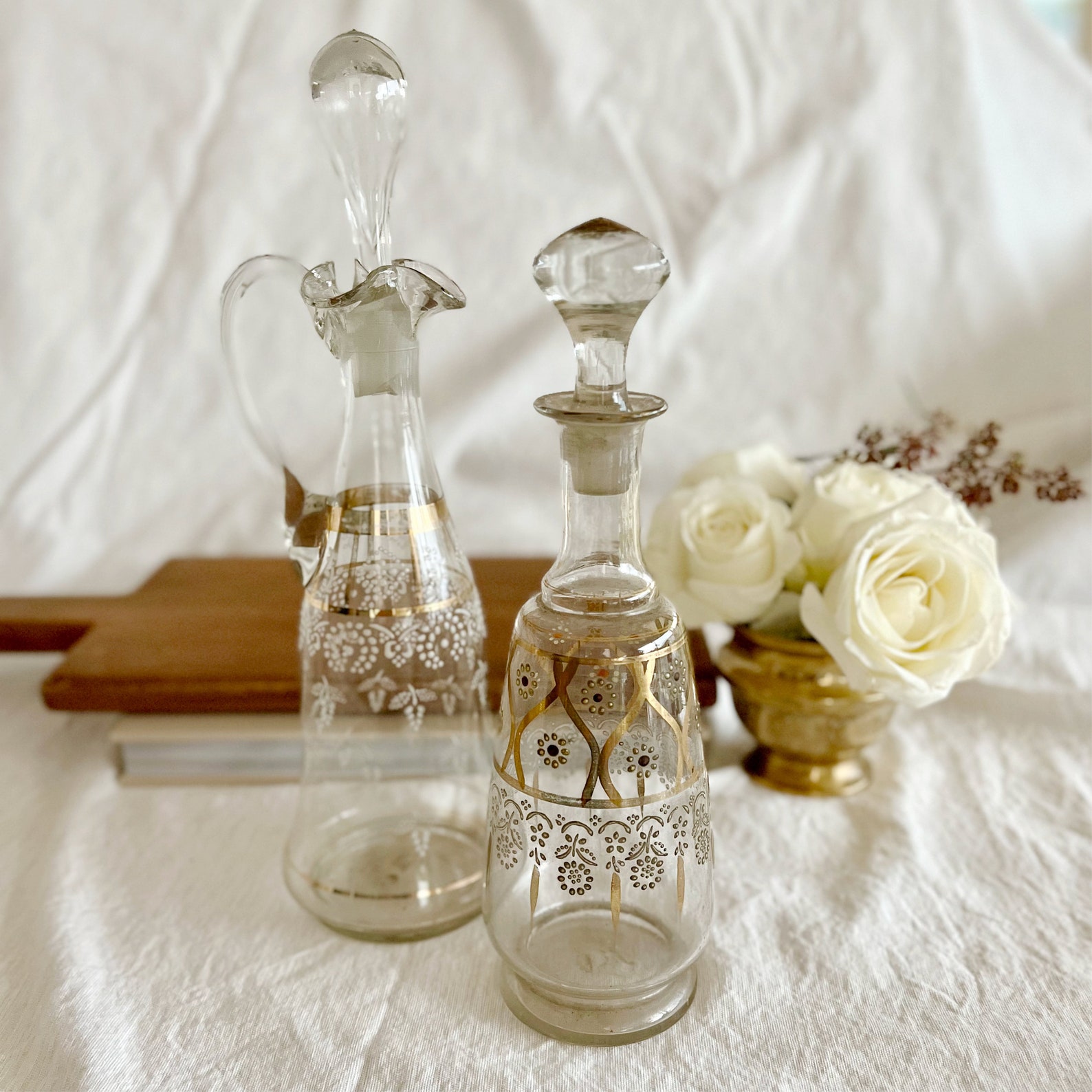 Vintage Bohemian Decanter, With Handle and Stopper - Etsy