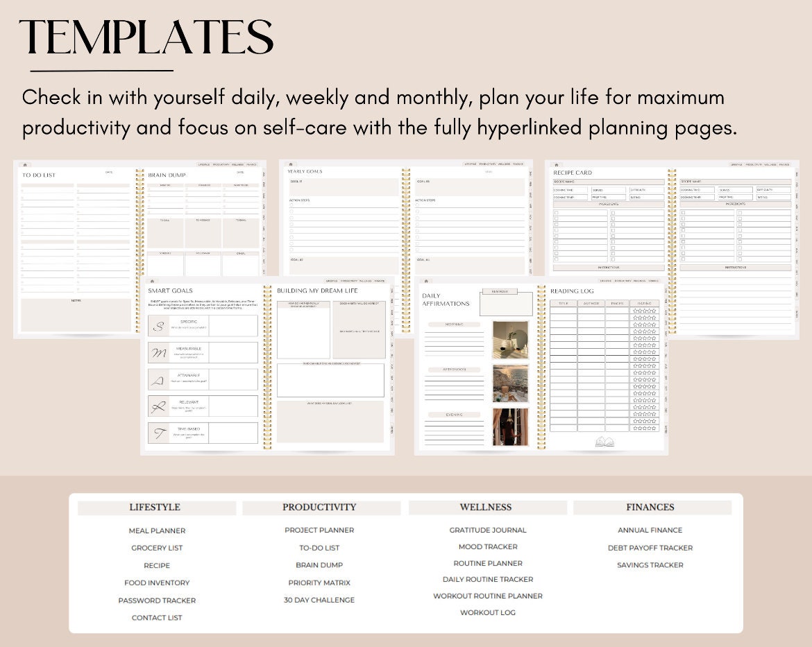 THAT GIRL PLANNER, Aesthetic Journal, Budget Checklist, Wellness ...