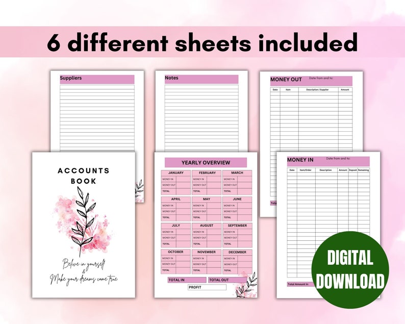 Small Business Accounts Templates Printable Digital Products Finance ...
