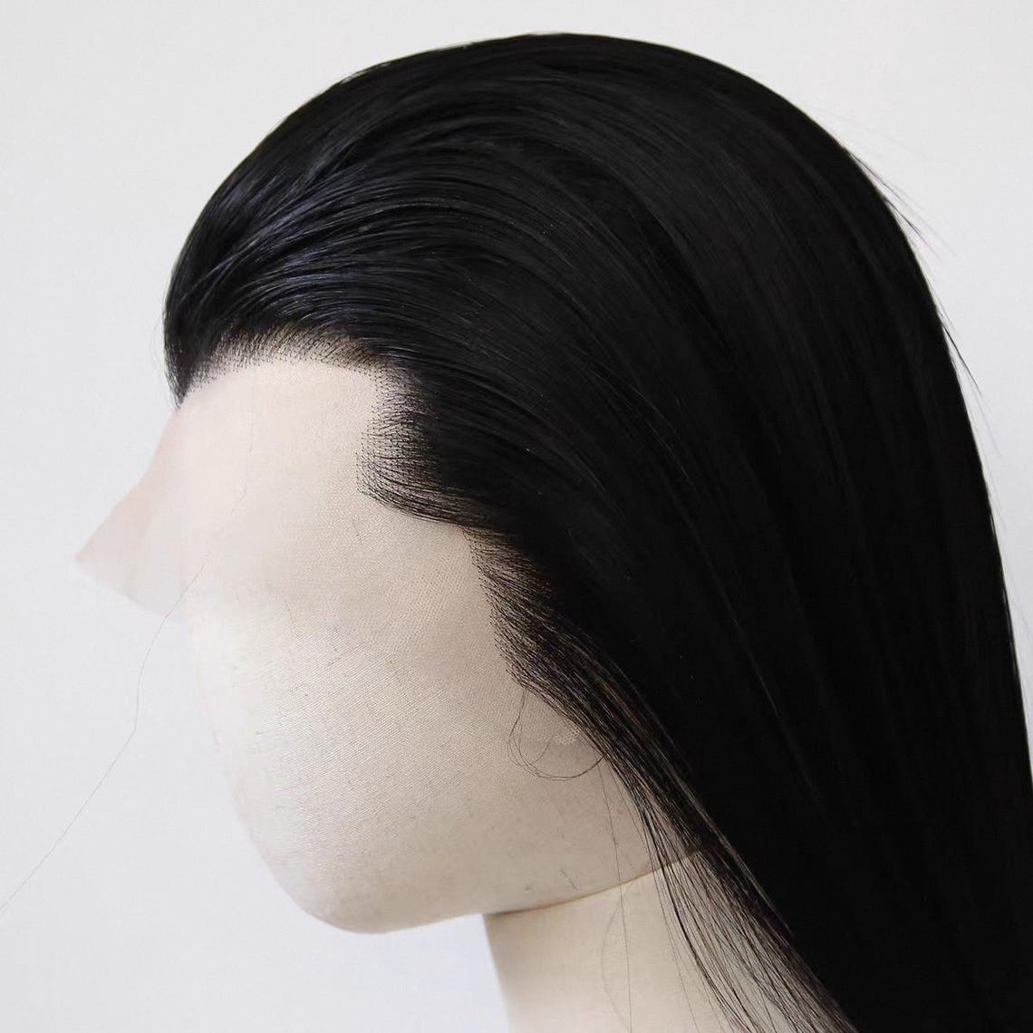 Black Lace Front Natural Wig Extra Long Straight Full Wig Vintage Heart ...