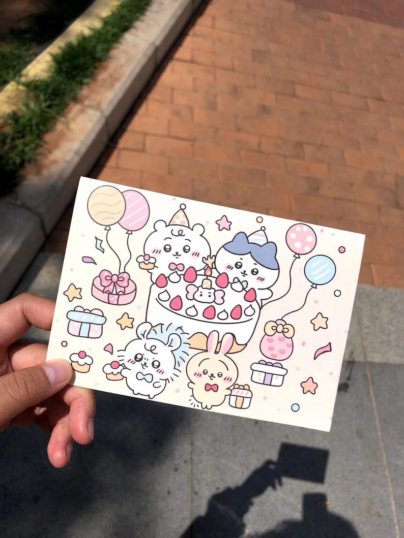 Cute Little Chiikawa Birthday Party and Kitchen Party Greeting Card, 3D ...