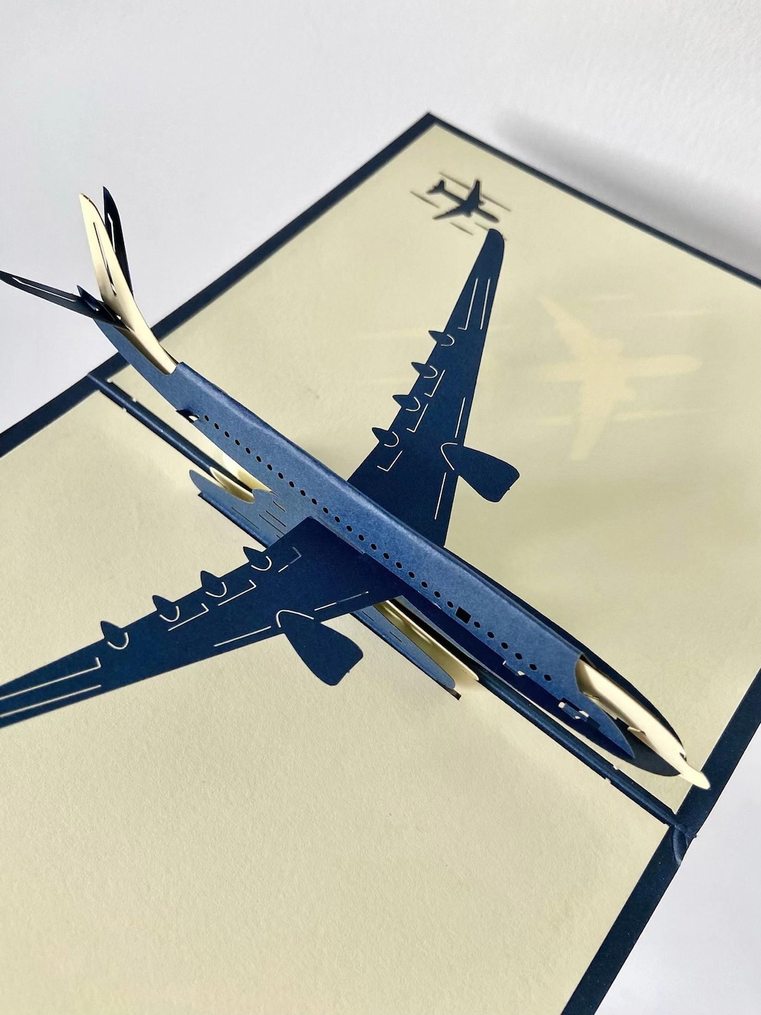 3D Civil Aviation Airplane Greeting Card - Creative Blue Airplane 3D ...