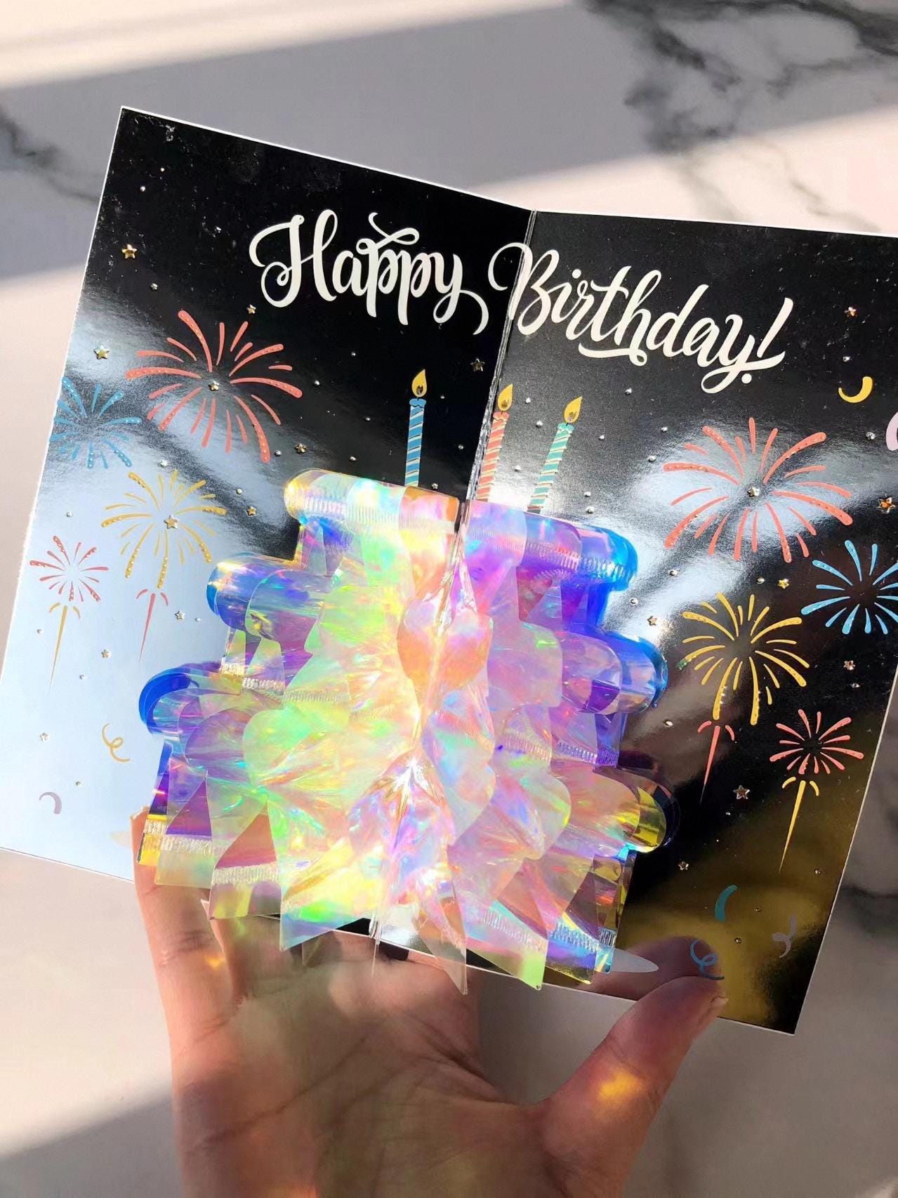 3D Rainbow Birthday Card | Handmade 3D Birthday Cake Card | Light ...