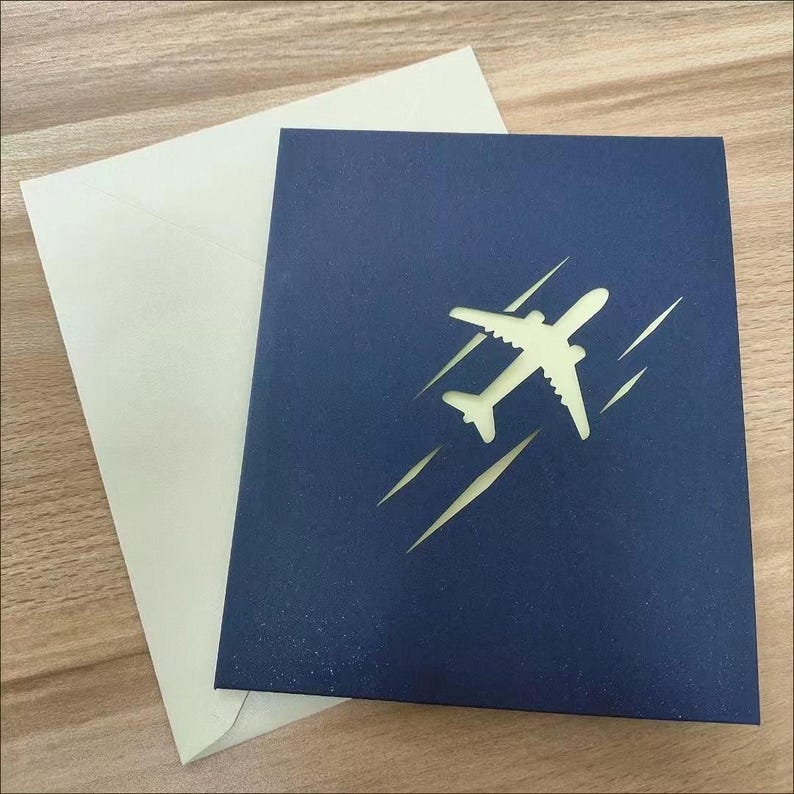 3D Civil Aviation Airplane Greeting Card - Creative Blue Airplane 3D ...