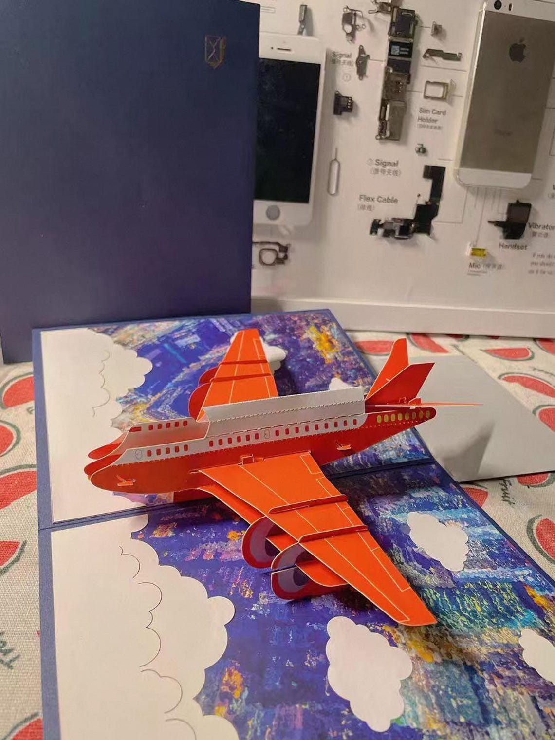 3D Red Civil Aircraft Greeting Card - Creative Red Airplane 3D Greeting ...