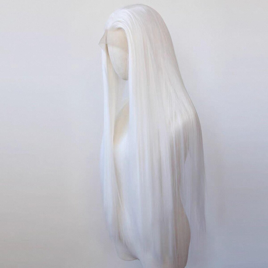 Angel White Lace Front Natural Wig Extra Long Straight Full Wig Snow ...