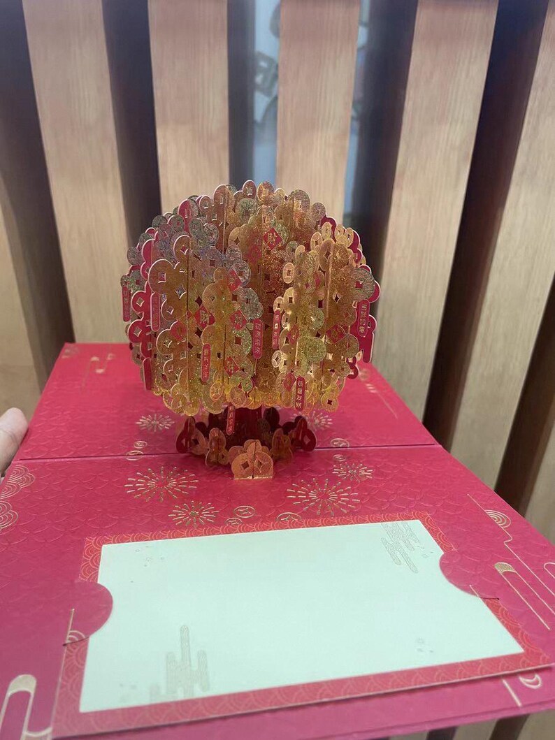 3D Golden Fortune Tree Greeting Card - Deliver Good Luck and Blessings ...