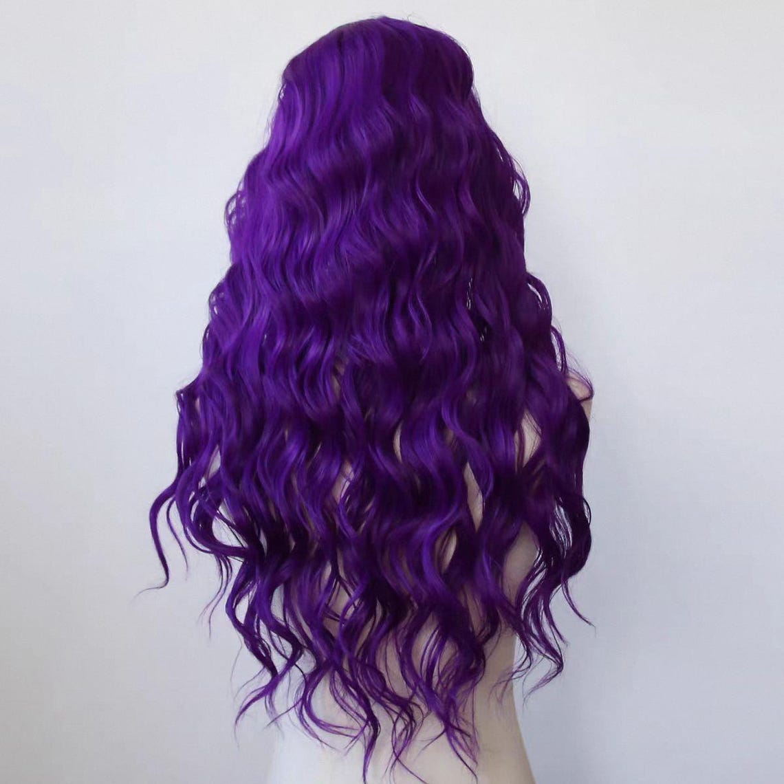 Grape Dark Purple Lace Front Natural Wig Big Wave Curly Hair Full Set ...