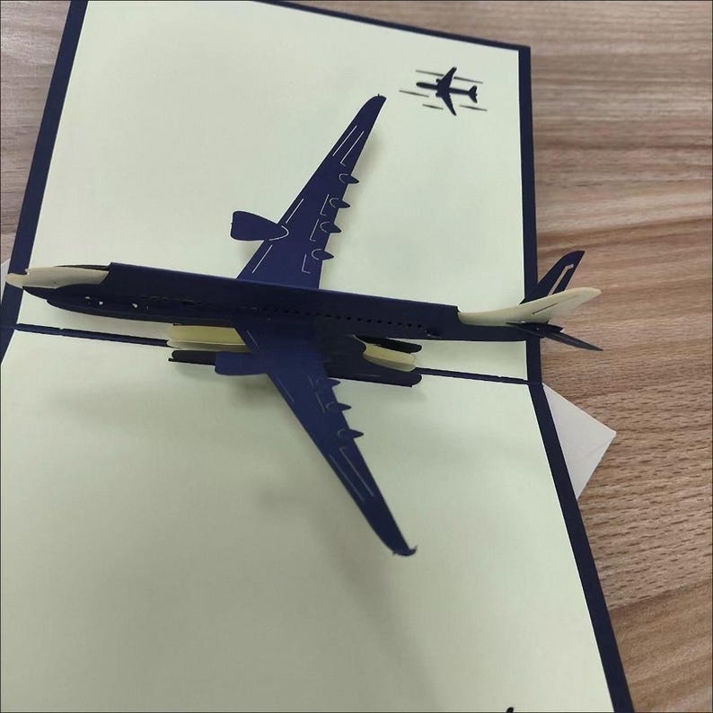 3D Civil Aviation Airplane Greeting Card - Creative Blue Airplane 3D ...