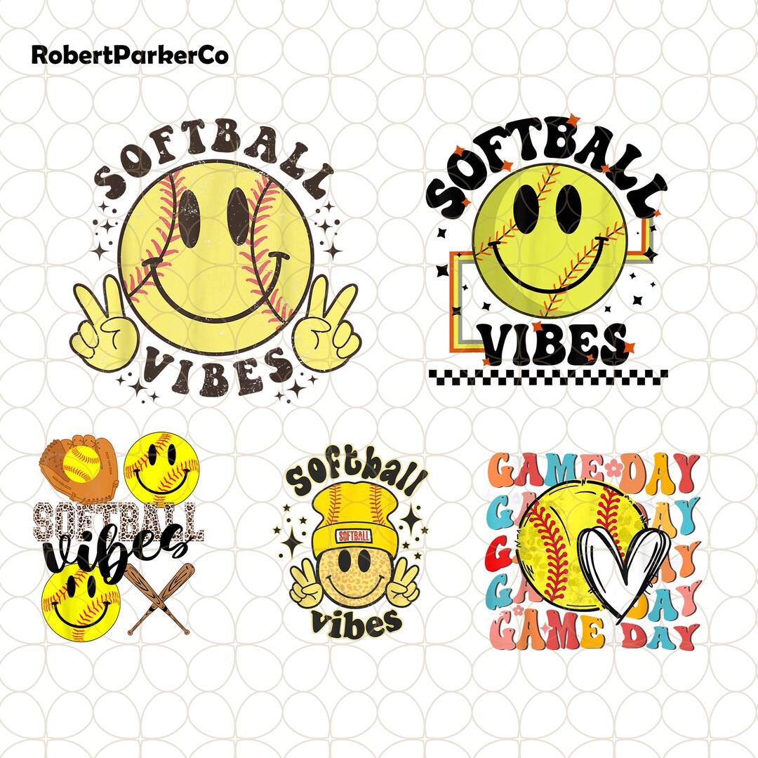 Smile Face Softball Vibes Png Bundle, Happy Easter Day Png, Groovy ...